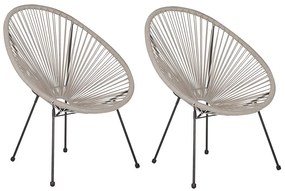 Sada 2 židlí z umělého ratanu ø 70 cm světle šedá ACAPULCO II Beliani