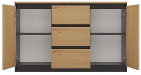 Komoda 2D3S 120 Antracit + dub artisan deska