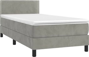 Box spring postel s matrací a LED světle šedá 80 x 200 cm samet 3134309