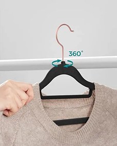 Sametové háčky, 50dílná sada na oblečení, rose gold a černá