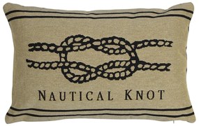 Béžovo-černý gobelínový polštář s uzlem Nautical knot I - 45*15*30cm