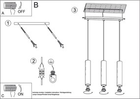 Sollux Lighting Závěsná lampa LAGOS 3 leštěné zlato