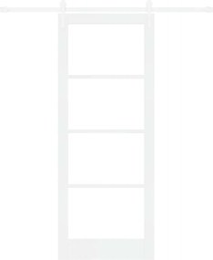 Posuvné dveře 83 x 211 cm Masivní borové dřevo a sklo Bílá 3332364