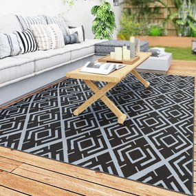 Outsunny Zahradní koberec 182x274 cm Oboustranný koberec s geometrickým diamantovým vzorem Voděodolná taška pro terasu, balkon, patio, kempování, pláž