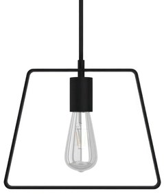 creative cables Závěsná lampa s textilním kabelem, stínidlem duedì base a kovovými detaily Barva: Černá