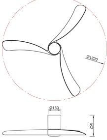 Matra 9047 Nemo M, lopatkový ventilátor se svítidlem a dálk. ovladačem, LED 24W 2700-5000K, černá/dřevěná, průměr 122cm