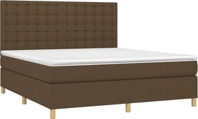 Box spring postel s matrací a LED tmavě hnědá 160x200 cm textil 3135768