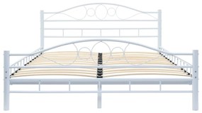 Kovový rám postele laťkový rošt - zaoblený design - bílý | 140x200 cm