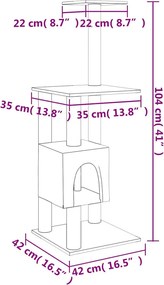 Škrabadlo pro kočky se sisalovými sloupky krémové 104 cm 171469