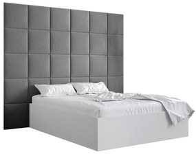 Manželská postel s čalouněným čelem 160 cm Brittany 3 (bílá matná + šedá) (s roštem). 1045990