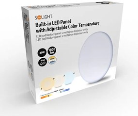 SOLIGHT LED podhledové svítidlo CCT, IP44, 20W, 1800lm, 3000K, 4000K, 6000K, kruhové bílé