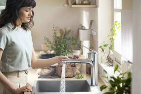 Hansgrohe Zesis M33, dřezová baterie 160, s výsuvnou sprškou, sBox lite, chromová, 74804000