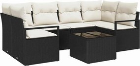Set pohovek 7 ks 6-Počet míst Černá a krémová polyratan 3346277