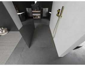 Mexen Kioto, sprchová zástěna Walk-In 120 x 200 cm, 8mm sklo vzor zrcadlo, zlatý matný profil, 800-120-002-55-50