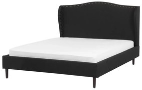 Čalouněná černá postel 140x200 cm COLMAR Beliani