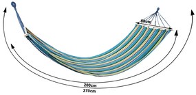 Verk Group Zahradní houpací síť vyztužená pruhovaným barevným dřevem houpačka 200 x 80
