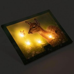 Nexos  86711 Nástěnná malba jelen na louce, 4 LED, 30 x 40 cm