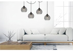 Závěsné svítidlo Crystal Spider, 4x černé křišťálové stínítko