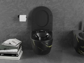 Mexen Lena WC mísa Rimless s pomalu sklápějícím sedátkem slim, duroplast, černý kámen - 30224098