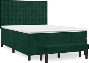 Box spring postel s matrací tmavě zelená 140x190 cm samet 3138082