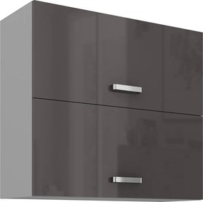 GREY gr | horní skříňka 80 GU-72 2F výklopná | 80 cm | světle šedá/tmavě šedá lesk