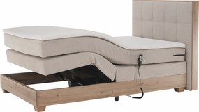 Elektrická polohovací postel, boxspring, béžová/dub artisan, 120x200, TIANA