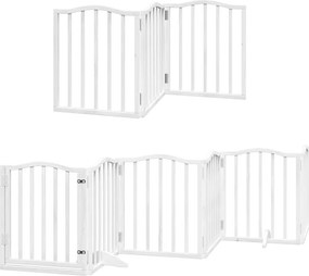 Zábrana pro psy s dvířky skládací 9 panelů bílá 450 cm topol 3155591