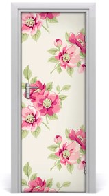 Samolepící fototapeta na dveře růžové květiny 75x205 cm