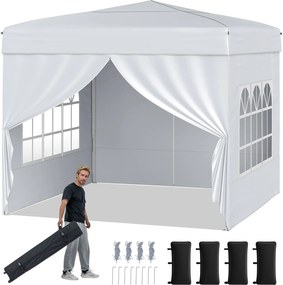 Costway Pavilon Výsuvný skládací altán s 4 Odnímatelné boční stěny 3 oddíl