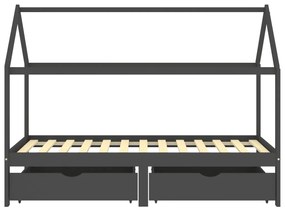 vidaXL Marketos Rám dětské postele se zásuvkami tmavě šedý borovice 90 x 200 cm