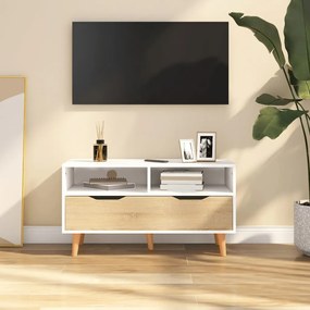 vidaXL TV skříňka bílá a dub sonoma 90 x 40 x 48,5 cm kompozitní dřevo