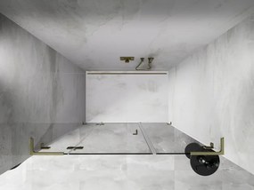 Mexen Lunar L sprchové dveře výklopné levé 120 cm, čiré, zlaté kartáčované - 834SL-120-050-55-00-L