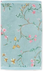 Pip Studio ručníky z bavlněného froté Les Fleurs, modré (Luxusní ručníky z bavlněného froté v designu Les Fleurs v modré barvě)