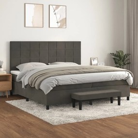 Box spring postel s matrací tmavě šedá 200x200 cm samet 3137864