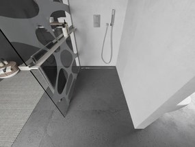 Mexen Kioto+, sprchová zástěna Walk-In s poličkou a věšákem 70 x 200 cm, 8mm čiré sklo bílý vzor, ​​broušená ocel profil, 800-070-121-97-97
