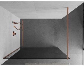 Mexen Kioto, sprchová zástěna Walk-In 90 x 200 cm, 8mm šedé sklo, měděný matný profil, 800-090-101-65-40