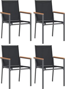 5dílný zahradní jídelní set černý textilen a ocel 3187043