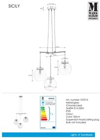 Markslöjd 107015 - Lustr na lanku SICILY 3xE14/40W/230V