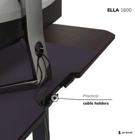 Výškově nastavitelný elektrický stůl ELLA, 1600 x 720 x 750 mm, černá/ ořech