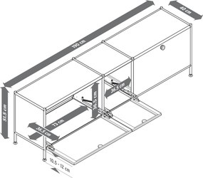 Tchibo - Nízká skříňka CN3 se 3 výklopnými dvířky - barva: bílá