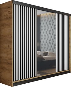 Posuvná skříň MALANI 200 - dub Craft zlatý + bílý 200x205x59 cm