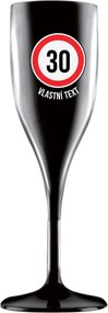 Personalizovaná nerozbitná prosecco sklenice - narozeninová dopravní značka