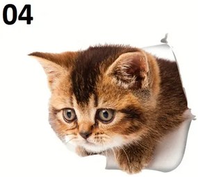 3D samolepky na toaletu - koťátka vylézající z díry ve zdi Motiv: 04