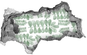 Wallmuralia Nálepka 3D díra na zeď Zelené listí 95x73 cm