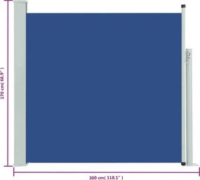 vidaXL Zatahovací boční markýza 170 x 300 cm [317888] Barva: krémová