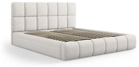 Světle šedá čalouněná dvoulůžková postel s úložným prostorem s roštem 200x200 cm Bellis – Micadoni Home