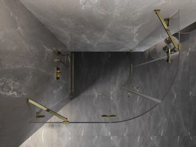 Mexen Lunar, půlkruhový sprchový kout naklápěcí doleva 100 x 80 cm, 8mm čiré sklo, zlatý profil, 833-100L-080P-50-00
