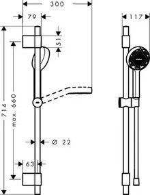 Hansgrohe - Set sprchové hlavice, tyče a hadice, 2 proudy, EcoSmart, m