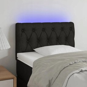 Fionshop 264221200 Čelo postele s Led černé 80 x 7 x 78/88 cm textil