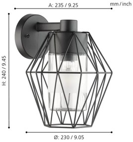 Eglo 97226 - Venkovní nástěnné svítidlo CANOVE 1xE27/60W/230V IP44